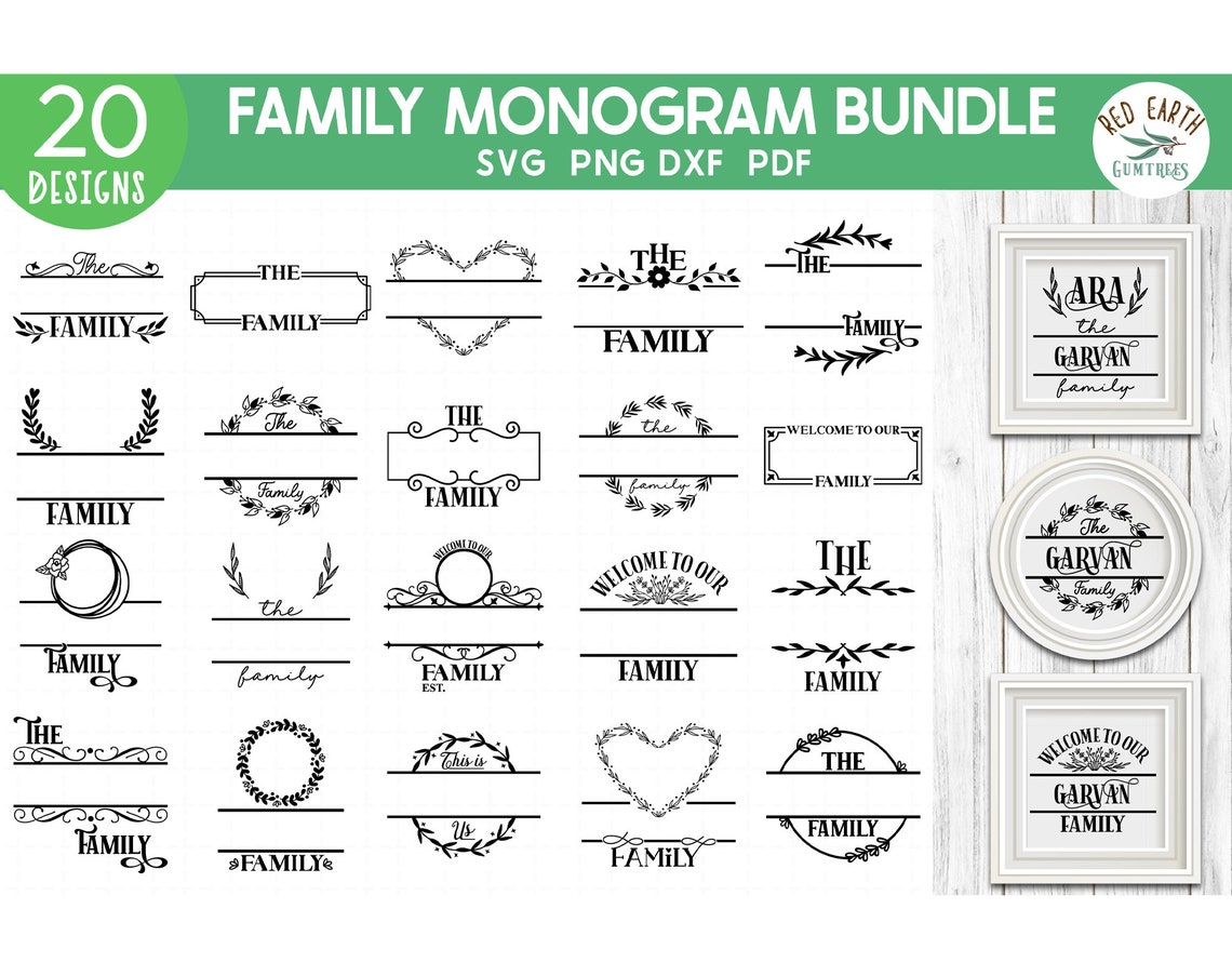 Family Monogram Frames Bundle Svgfamily Sign Making Frames | Etsy