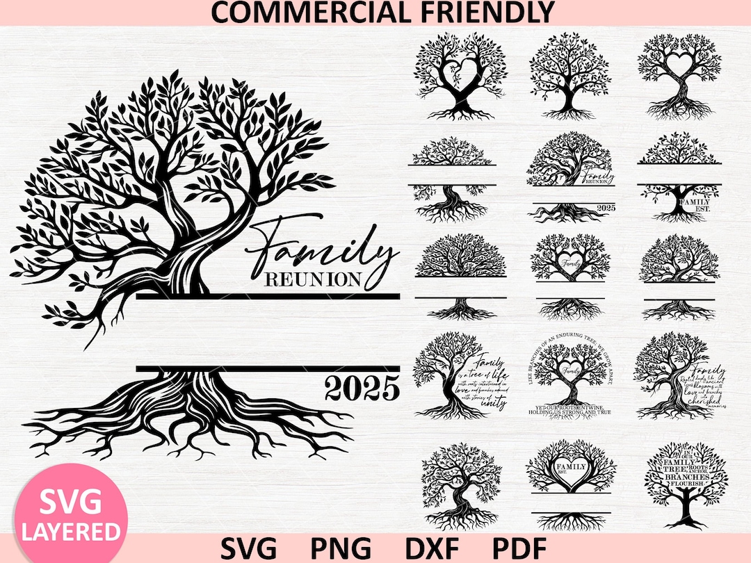 Family Tree SVG Bundle,tree of Life Svg,family Tree Split Monogram ...