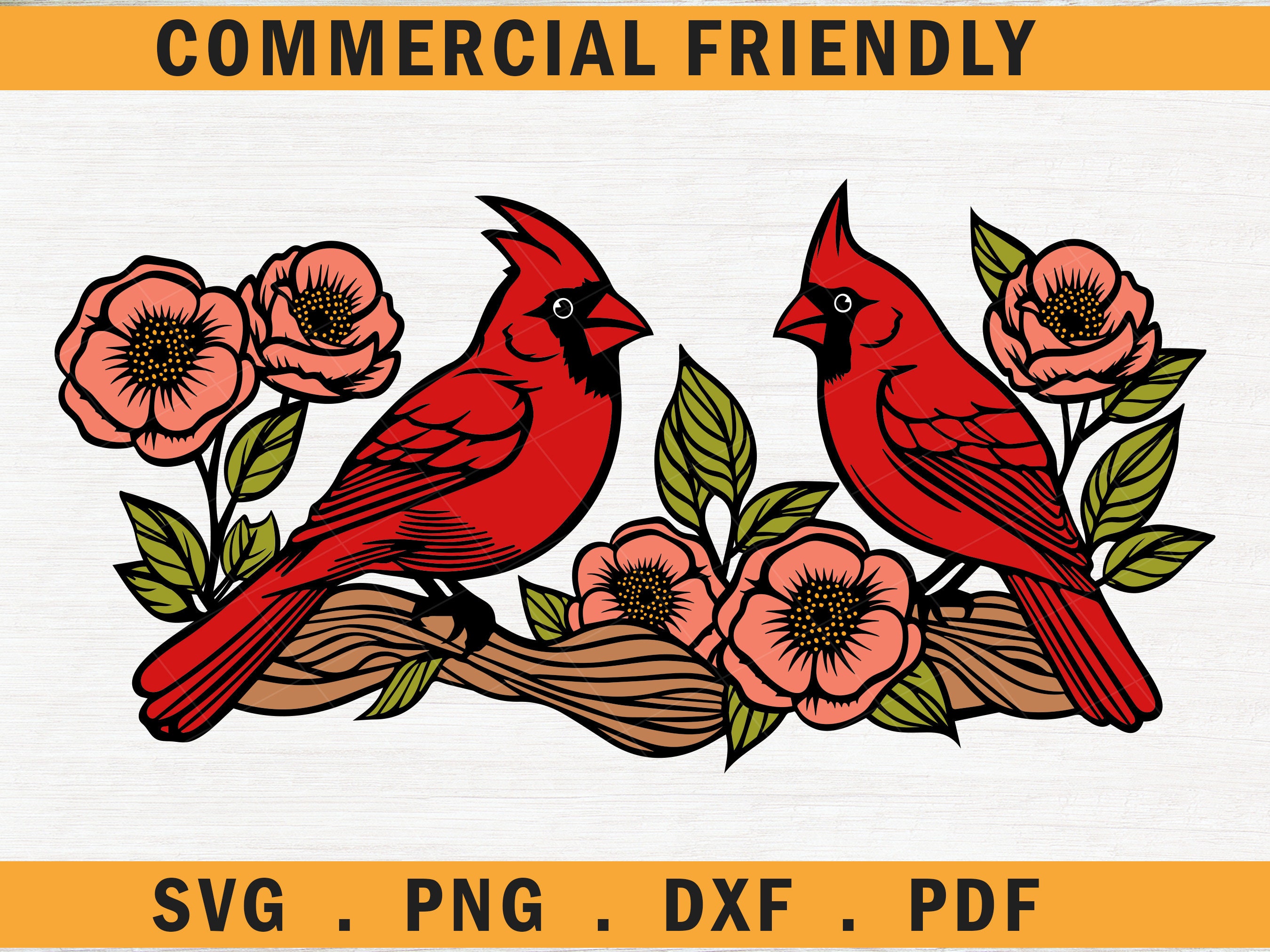 Christmas Cardinal Bird Bundle SVG, Cardinal Bird on Tree Branch Svg ...