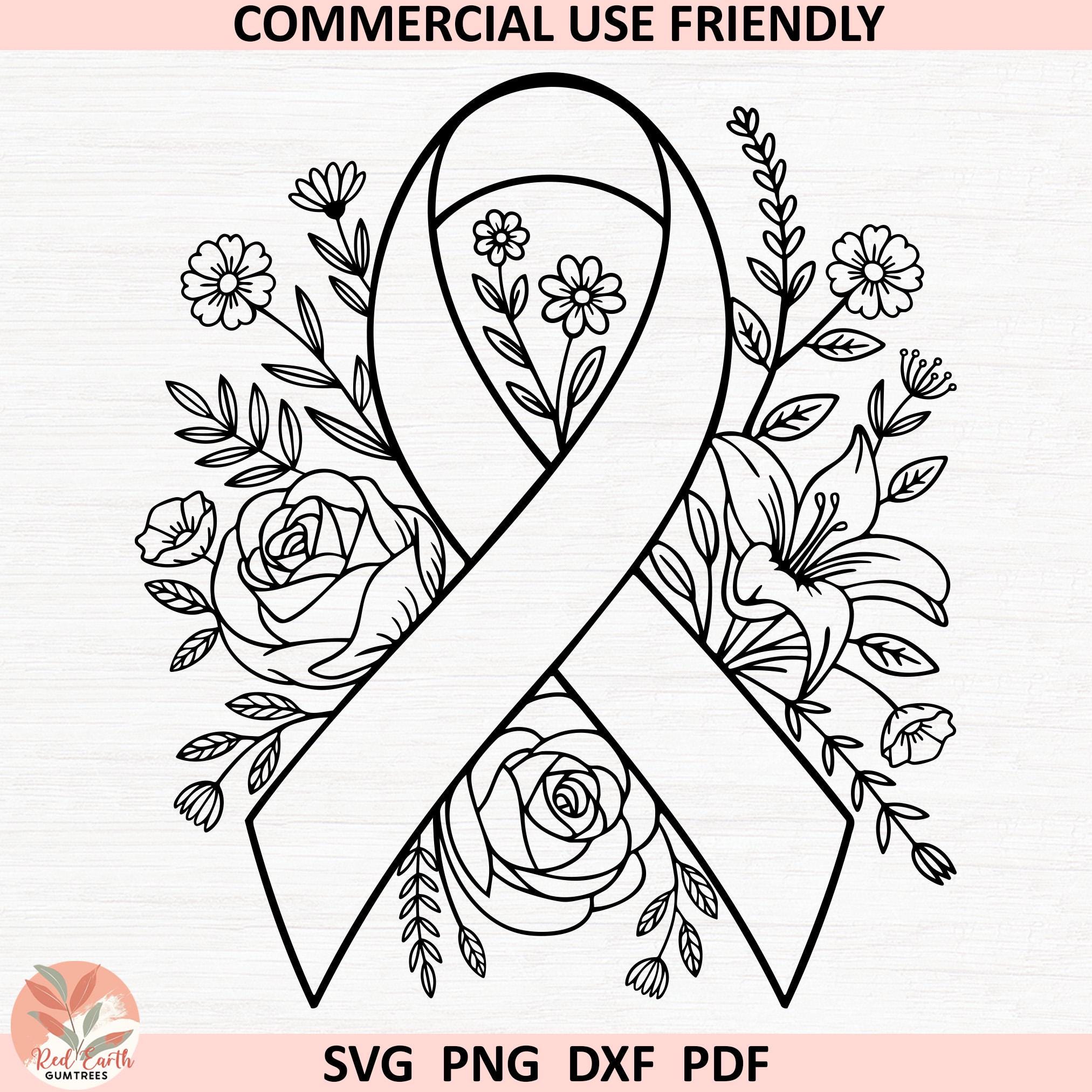 Floral Breast Cancer Svg,pink Ribbon Cancer Svg,cancer Awareness Svg ...