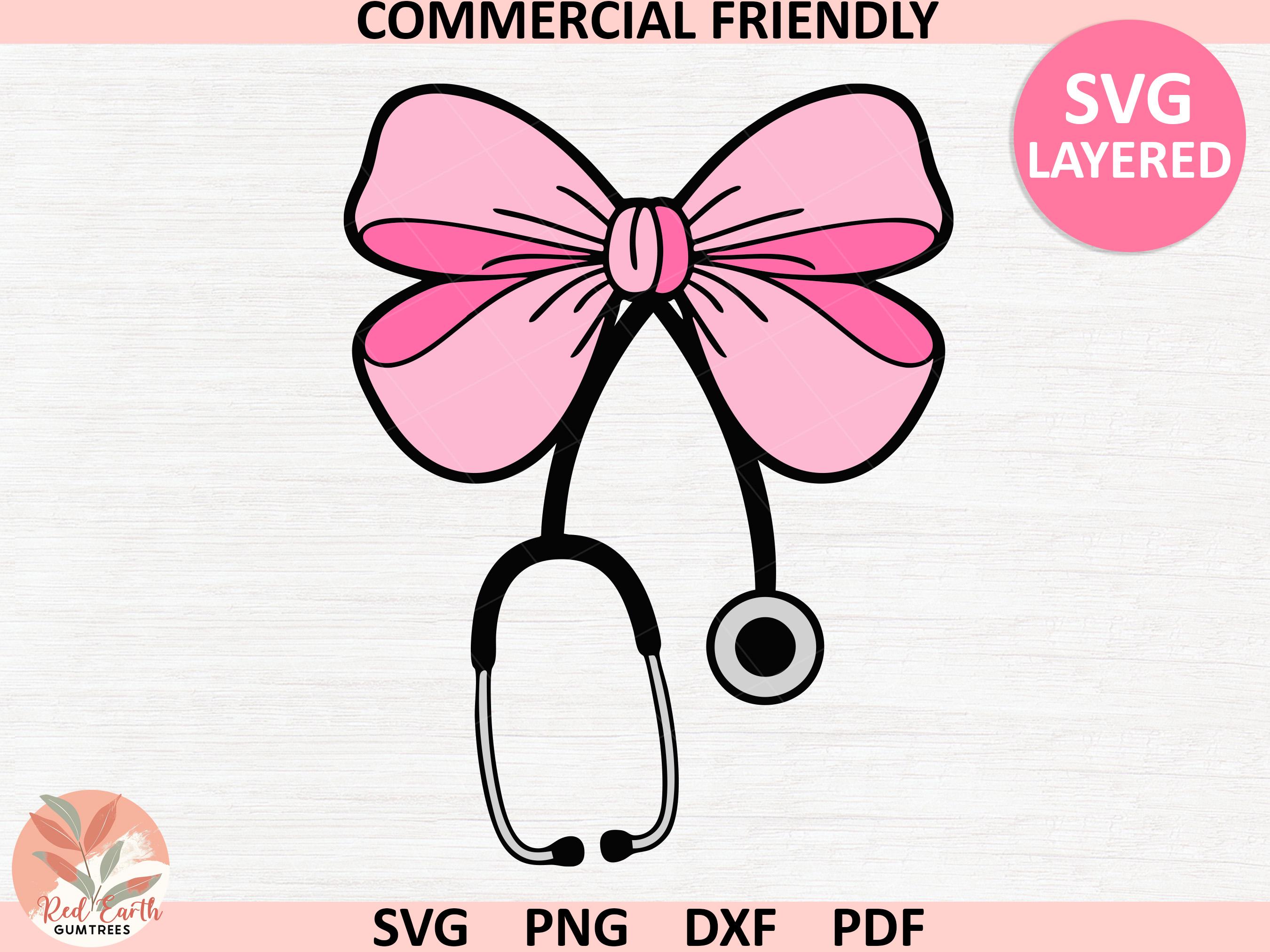 Coquette Bow Stethoscope Bundle SVG, Nurse Bow Stethoscope SVG ...