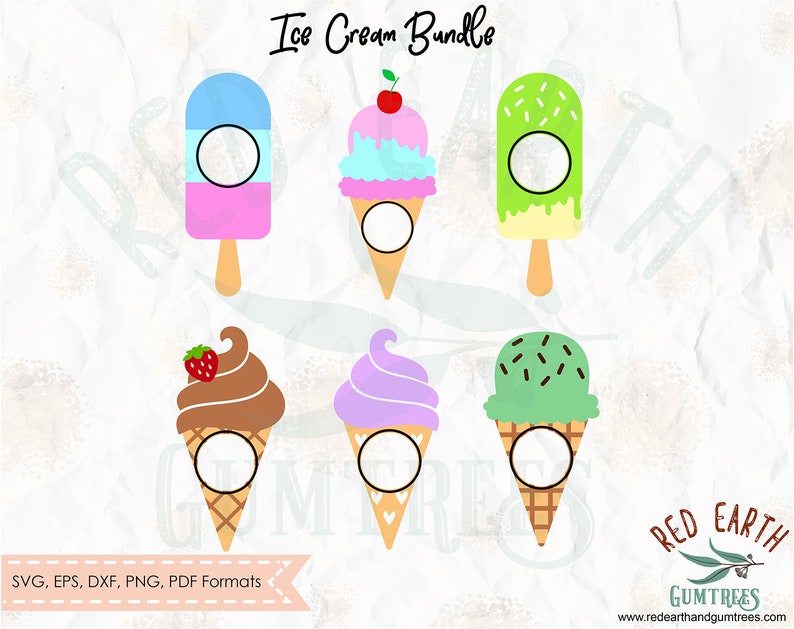 Ice cream bundle ice cream split monogram frame ice cream | Etsy