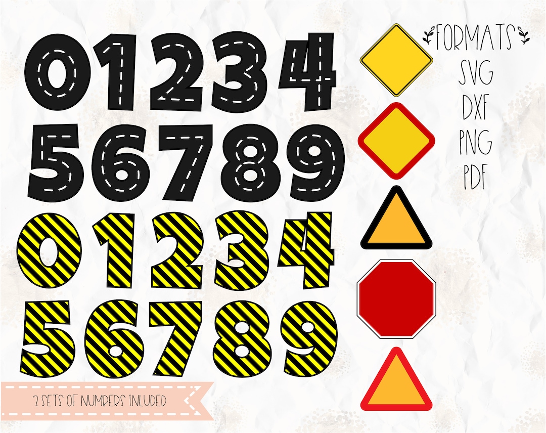 Under Construction Theme, Numbers, Signs, SVG (layered), PNG, DXF for ...