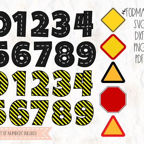 Under Construction Theme Numbers Signs SVG layered PNG - Etsy