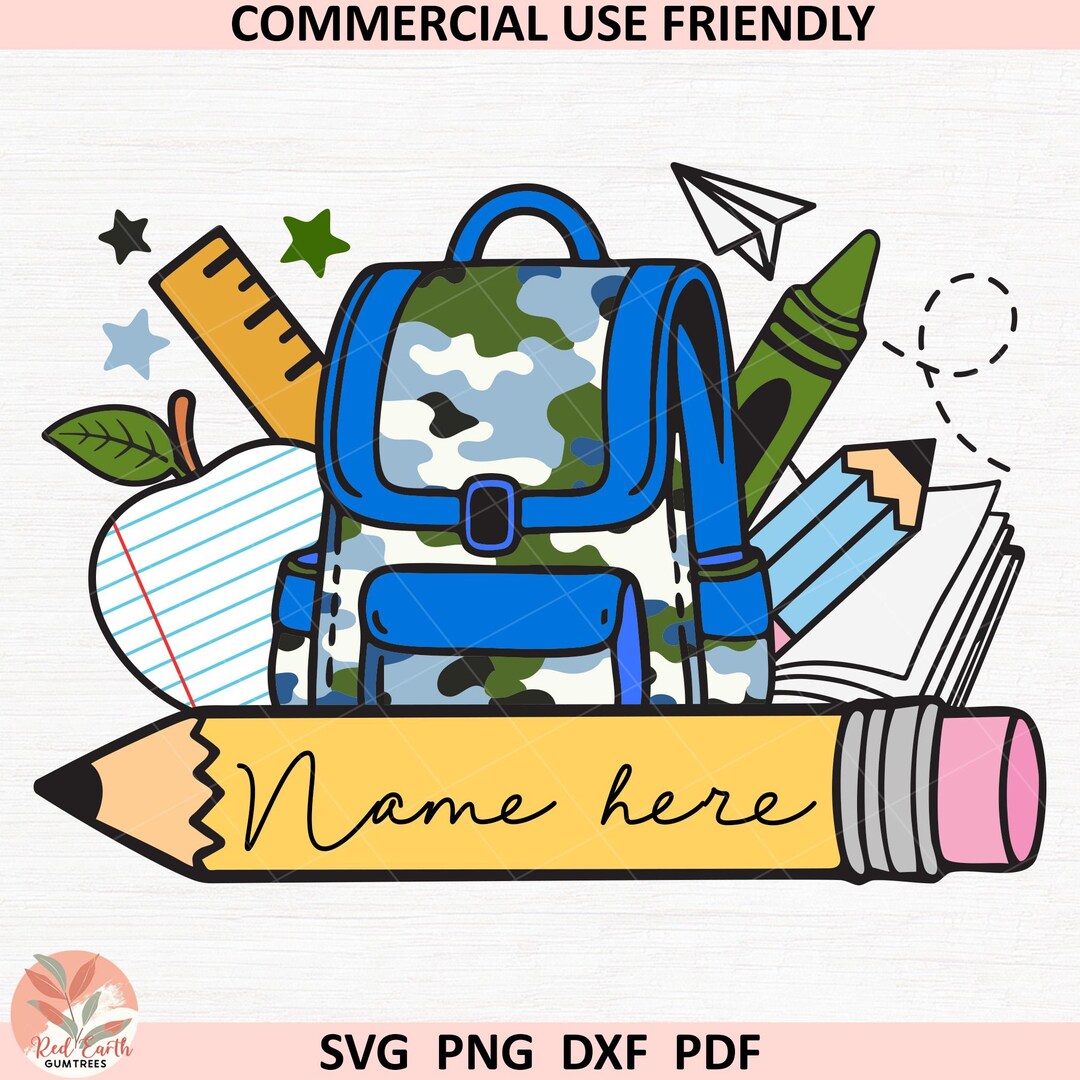 Back to School SVG PNG Custom Name Backpack Pencil for Boys,pencil Name ...