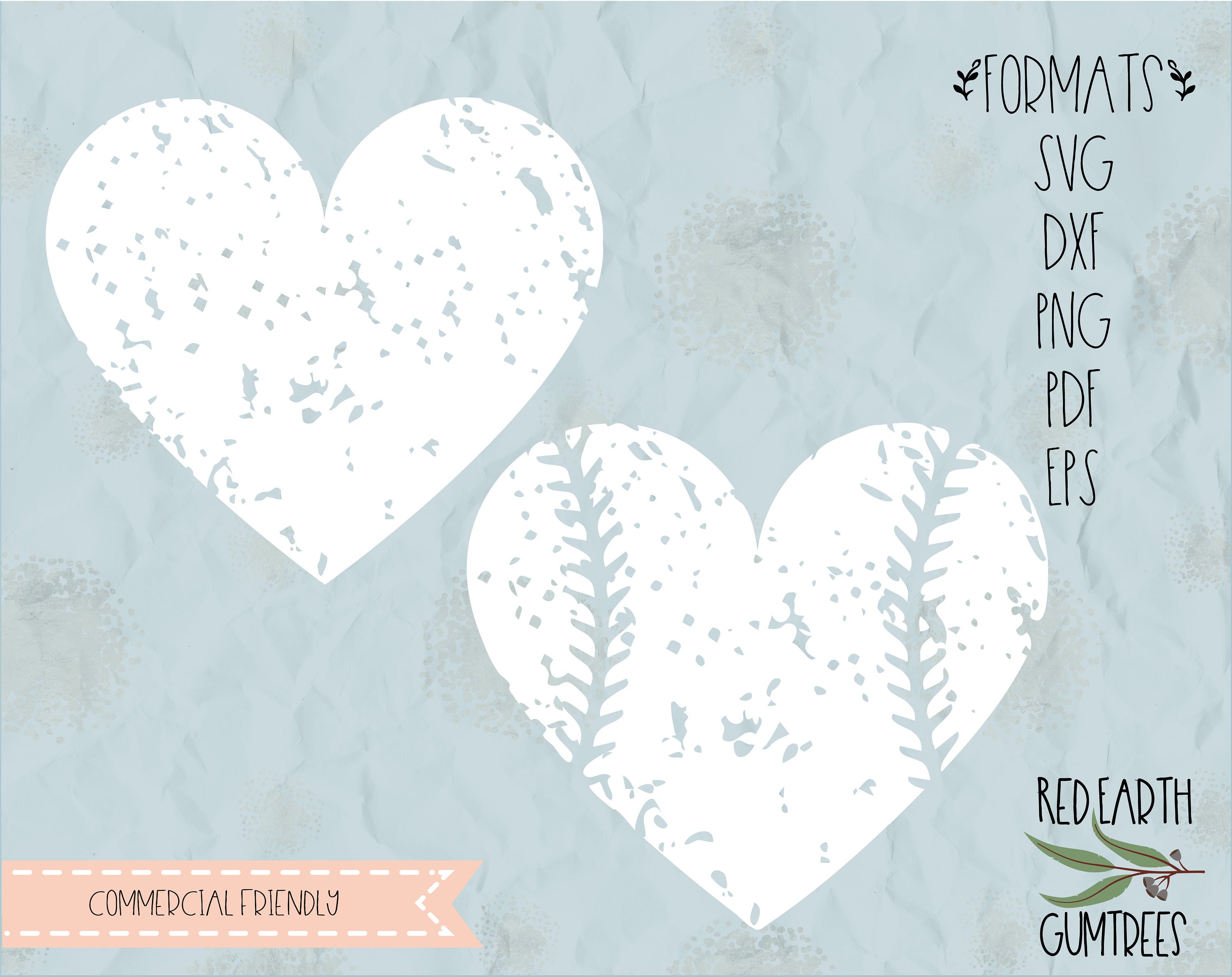 Distressed heart Distressed baseball heart grunge heart | Etsy