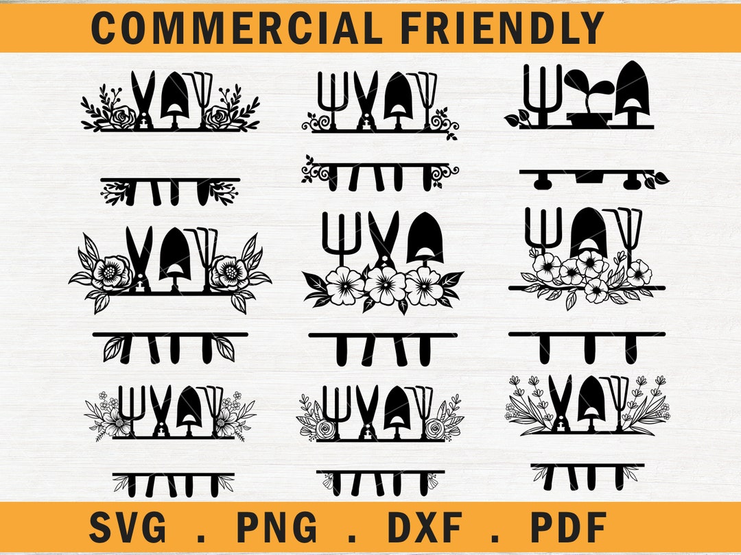 Garden Split Monogram Frame Bundle Svg, Farm Decal Split Monogram Frame ...