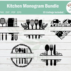 Kitchen Monogram Frames Bundle,baking Monogram,wine Monogram,bbq ...