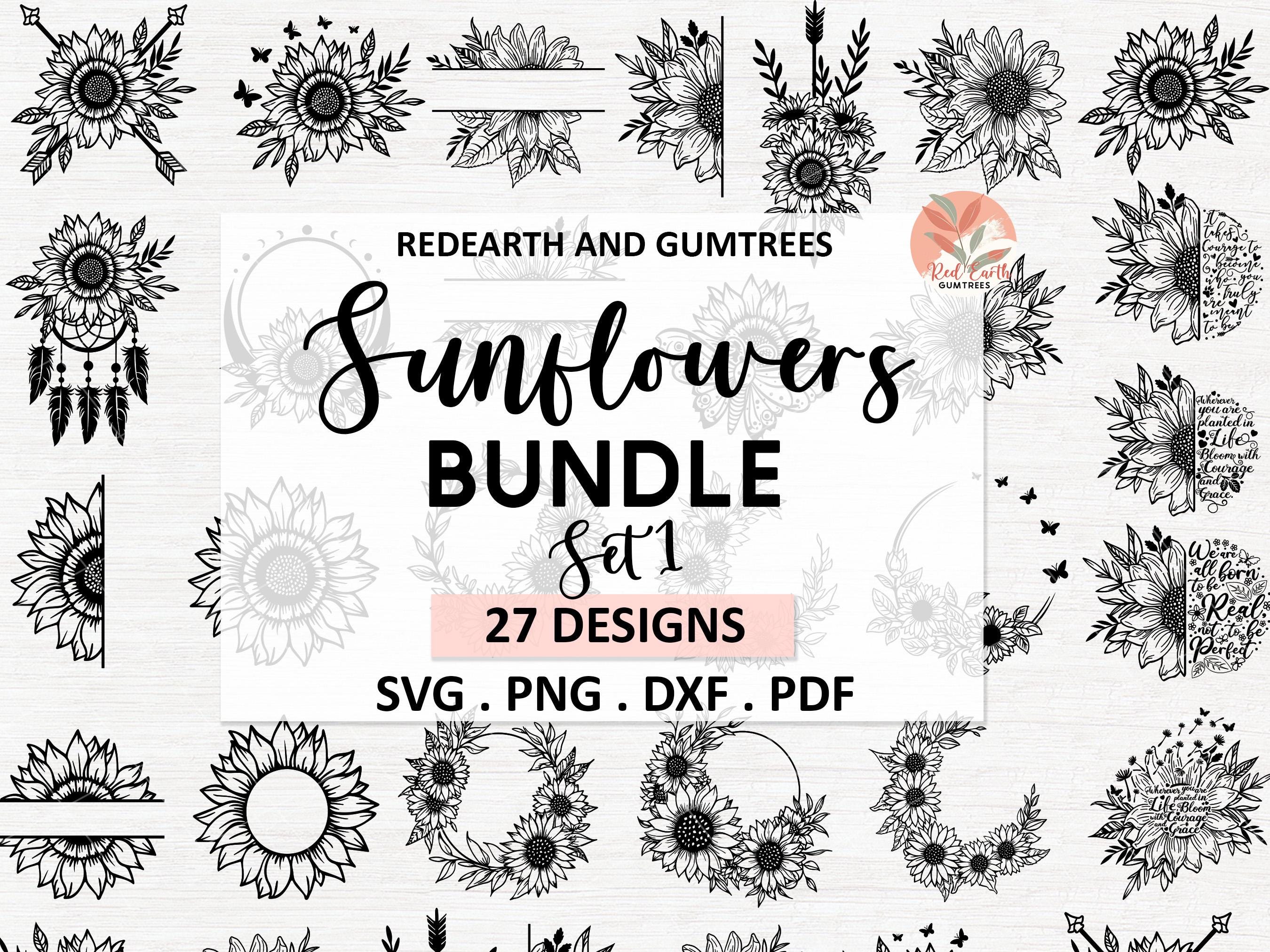 Sunflower SVG Bundle, Sunflower Monogram Frame SVG, Sunflower Boho ...