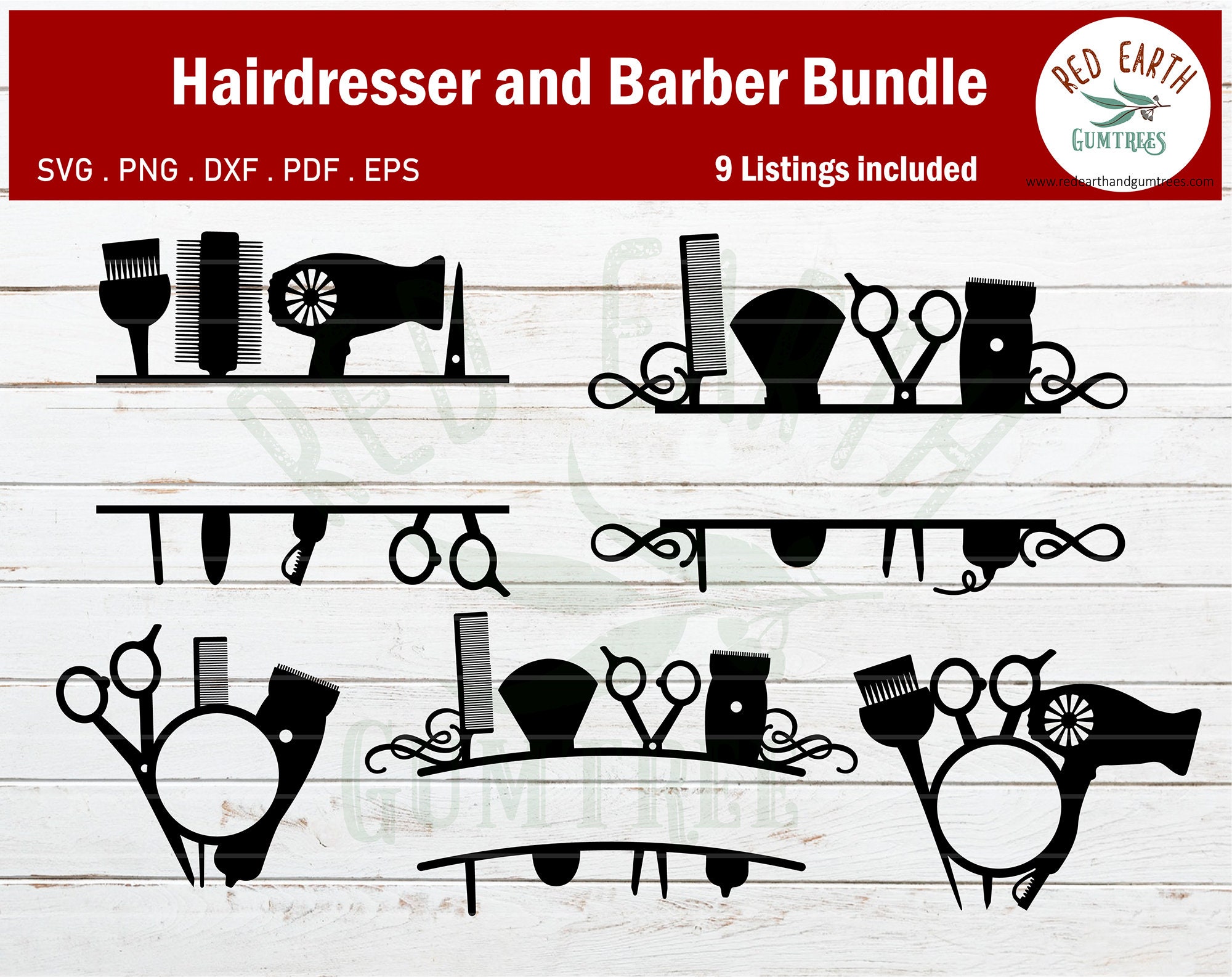 Hairdresser Monogram Frame Svg Bundle, Barber Monogram Frame ...