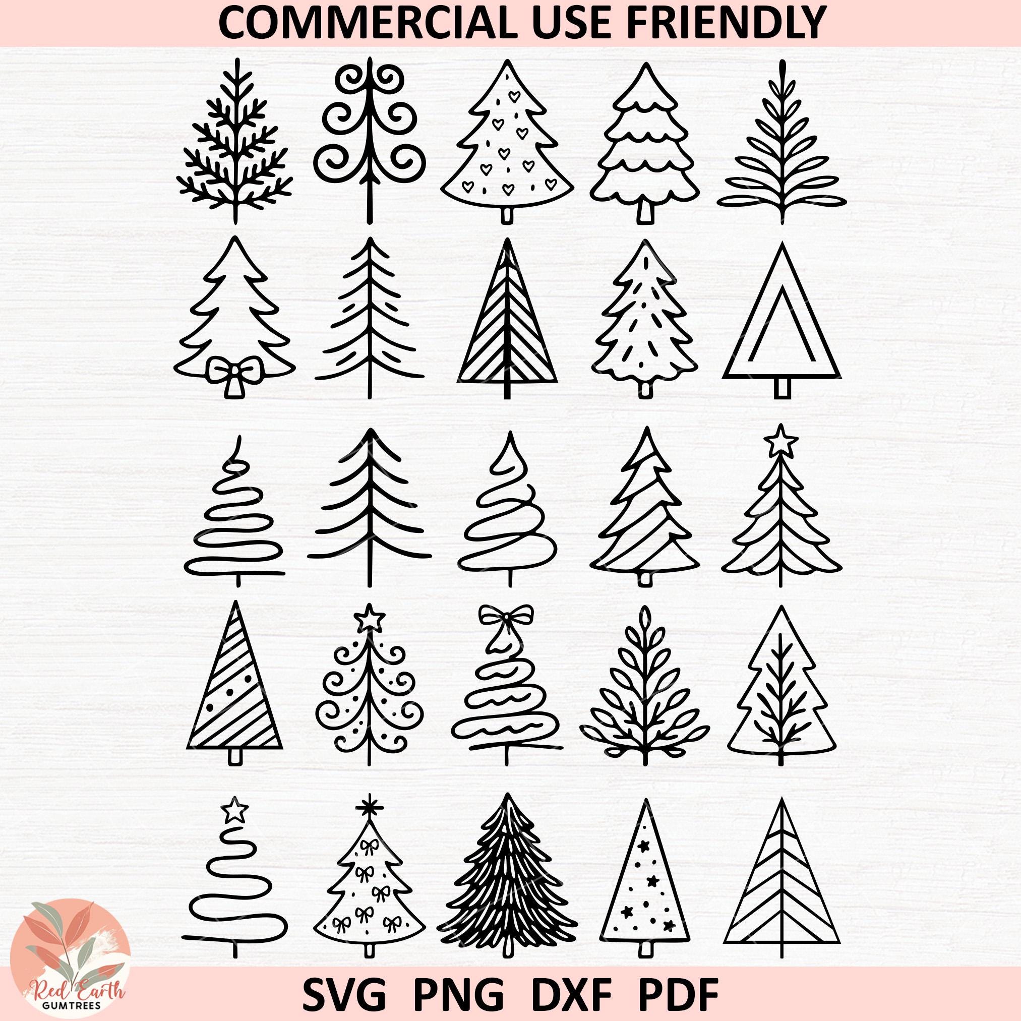 100 Christmas Tree Bundle SVG PNG, Ornamental Christmas Tree Clipart ...