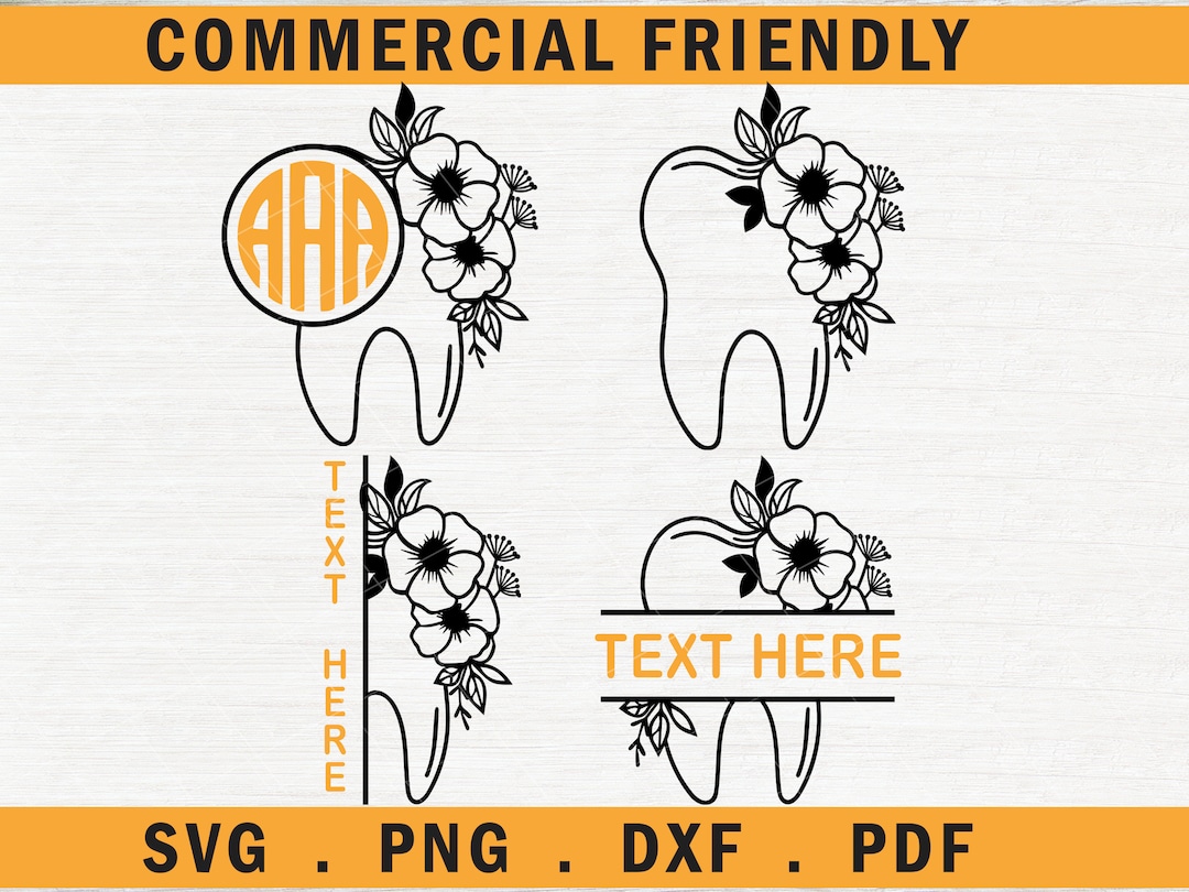Floral Tooth Svg, Tooth Svg, Flower Tooth Svg, Dentist Svg,floral ...