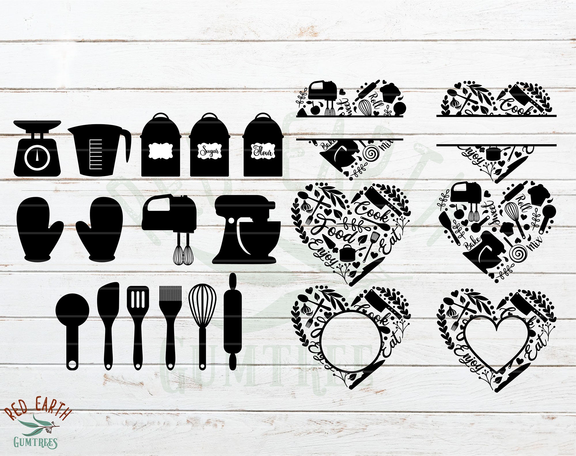 The Huge Kitchen Bundle Svgkitchen Monogram Frames | Etsy Australia