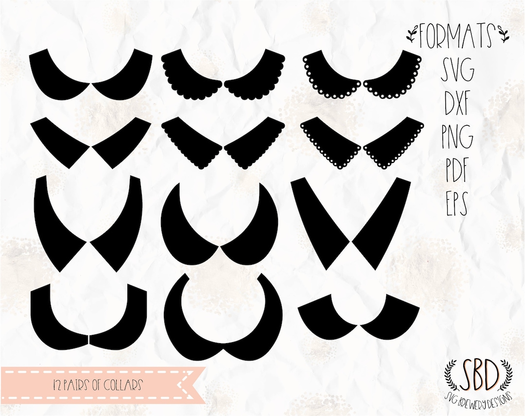 Shirt Collars, Collars, SVG, PNG, DXF, Cricut, Silhouette Cameo, Cut ...