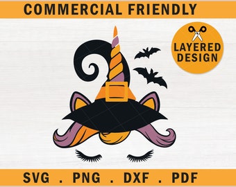 Halloween Unicorn Face Halloween Unicorn Kids Halloween Svg - Etsy