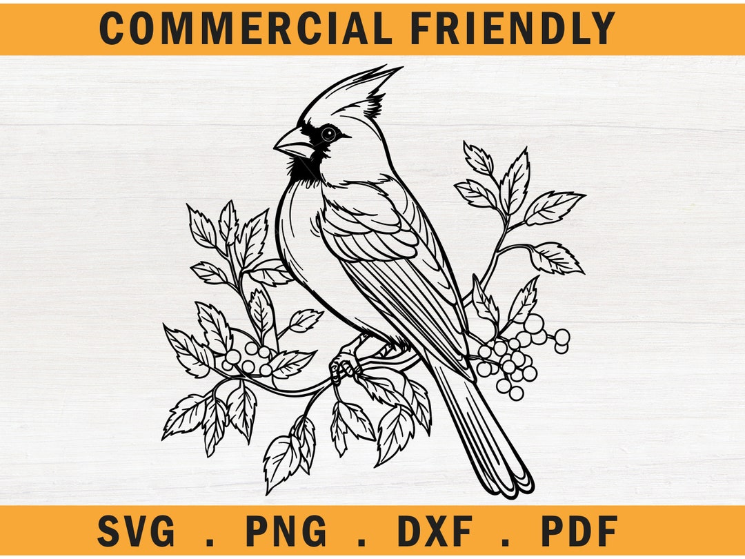 Christmas Cardinal Bird SVG, Cardinal Bird on Tree Branch, Christmas ...