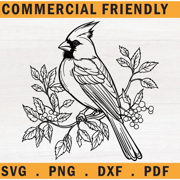 Cardinal on a Tree Svg - Etsy