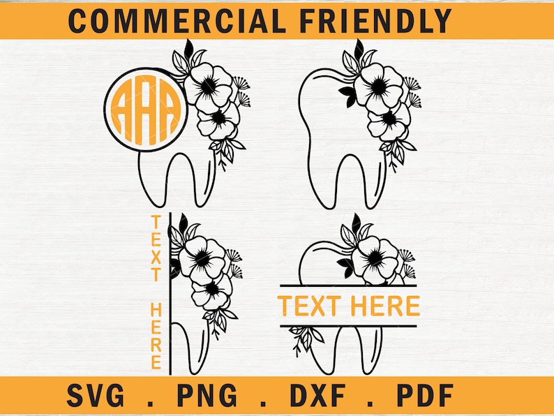 Floral Tooth Bundle Svg, Tooth Svg, Flower Tooth Svg, Dentist Svg ...