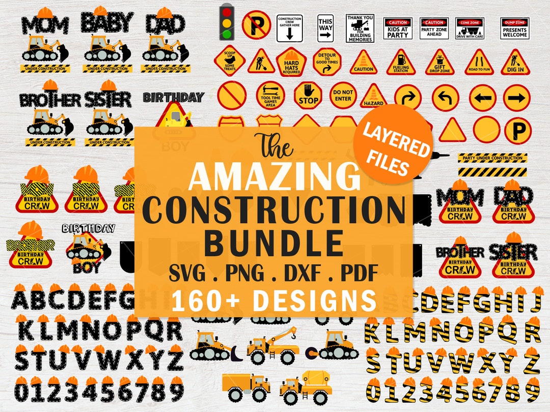 Huge Construction Birthday Bundle Svg, Under Construction Elements Svg ...