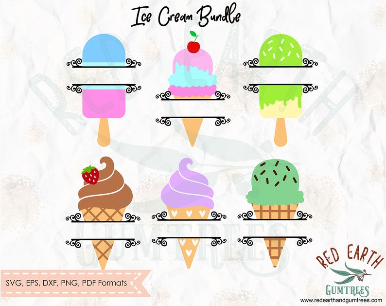 Ice cream bundle ice cream split monogram frame ice cream | Etsy