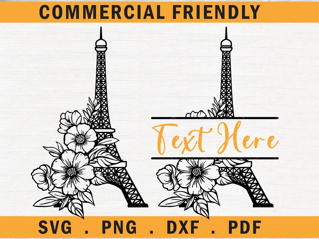 Eiffel Tower Svg,floral Eiffel Tower Svg,eiffel Tower Monogram Frame ...