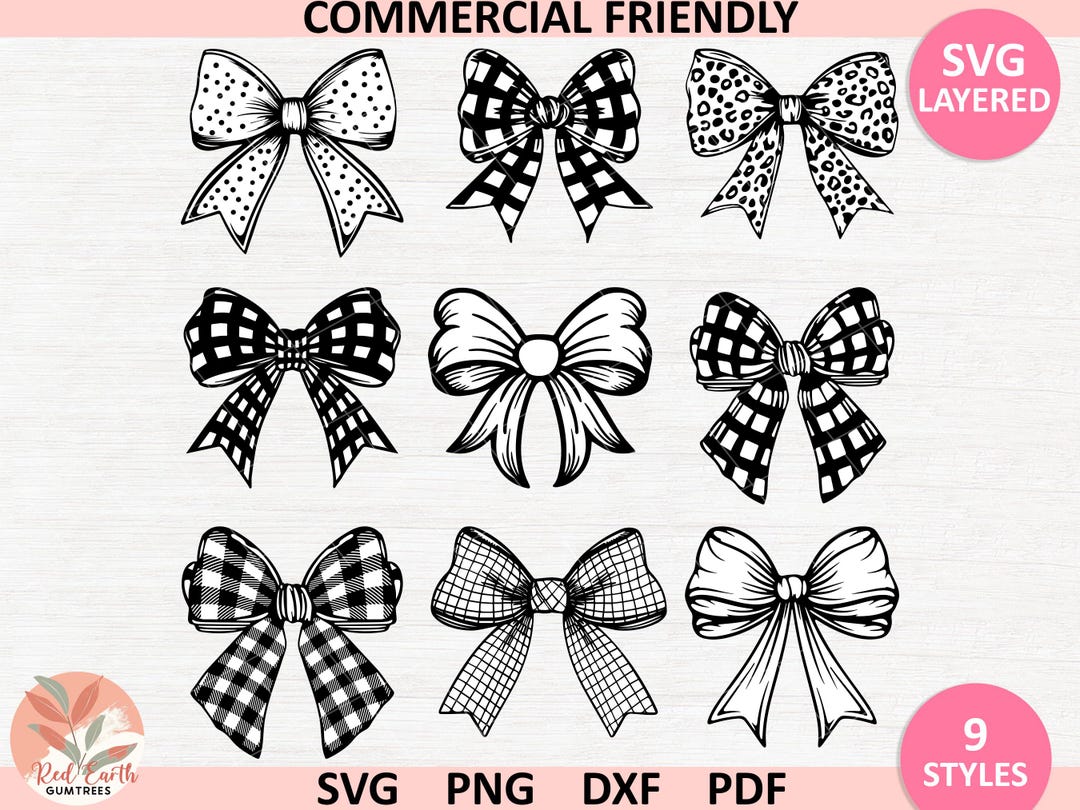 Pattern Coquette Bow Bundle Svg,checkered Coquette Bow Svg,retro ...