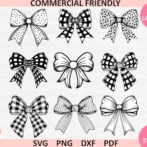 Pattern Coquette Bow Bundle Svg,checkered Coquette Bow Svg,retro ...