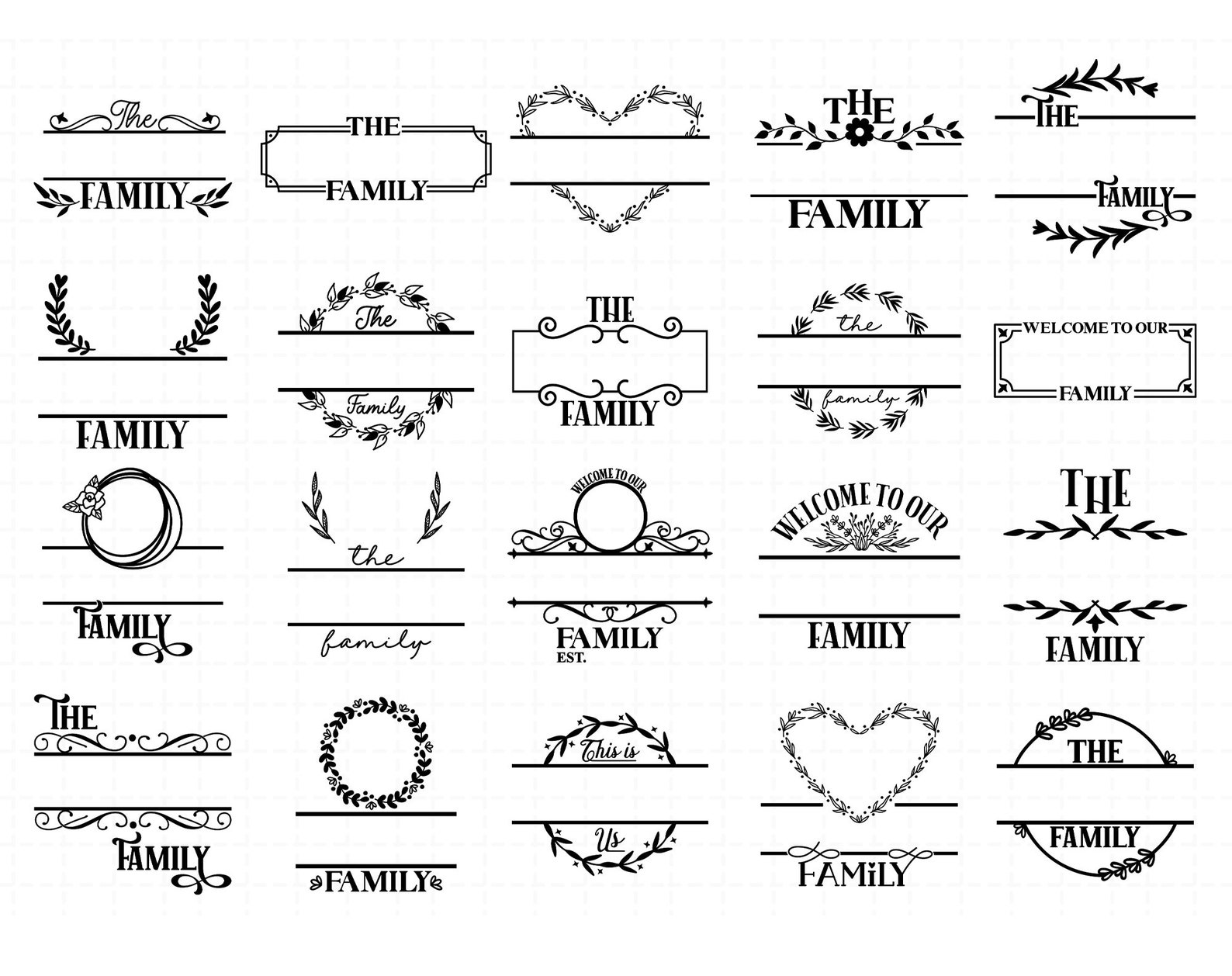 Family Monogram Frames Bundle Svgfamily Sign Making Frames | Etsy