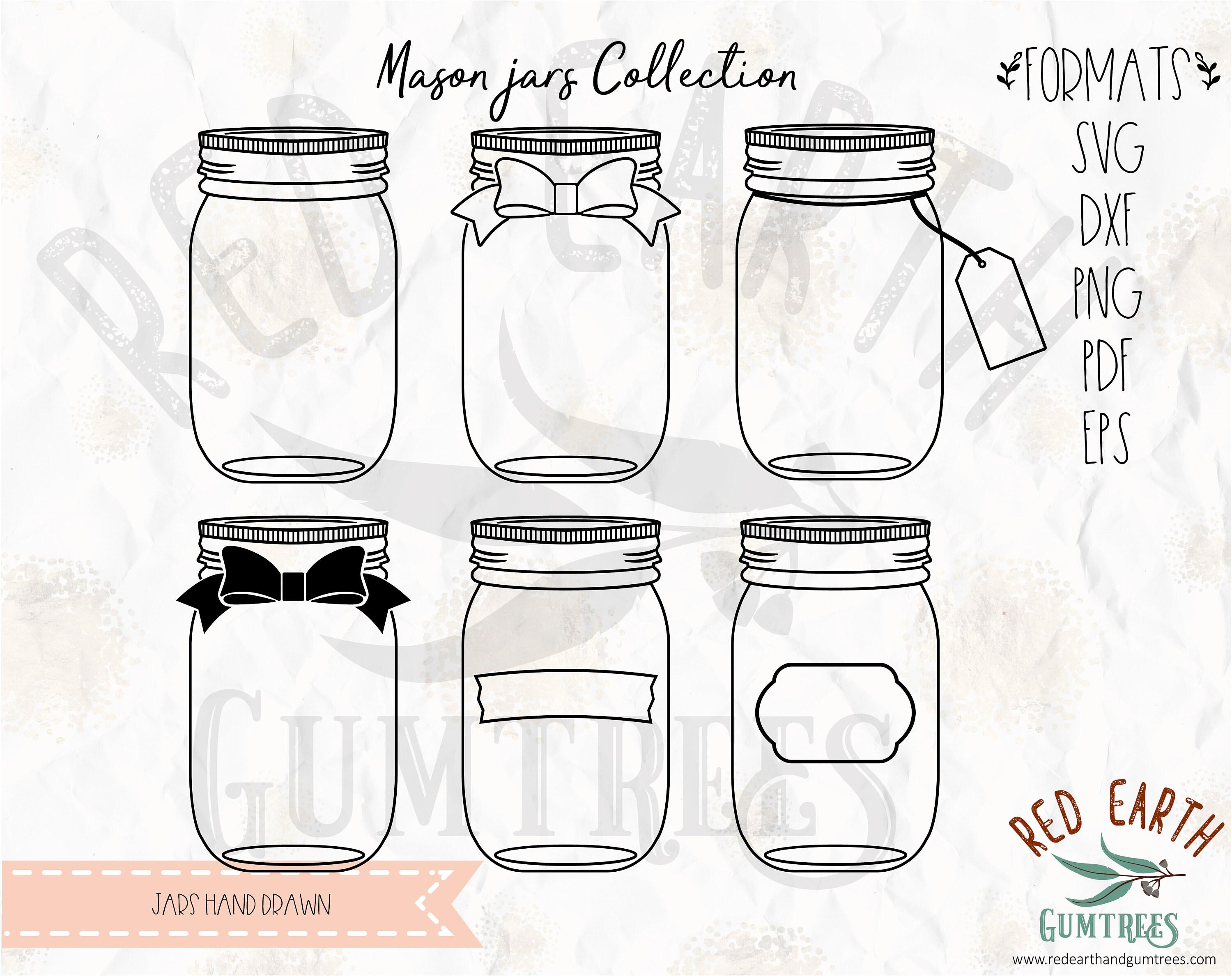 Mason jars collection Mason jar with bow jar SVG PNG DXF | Etsy