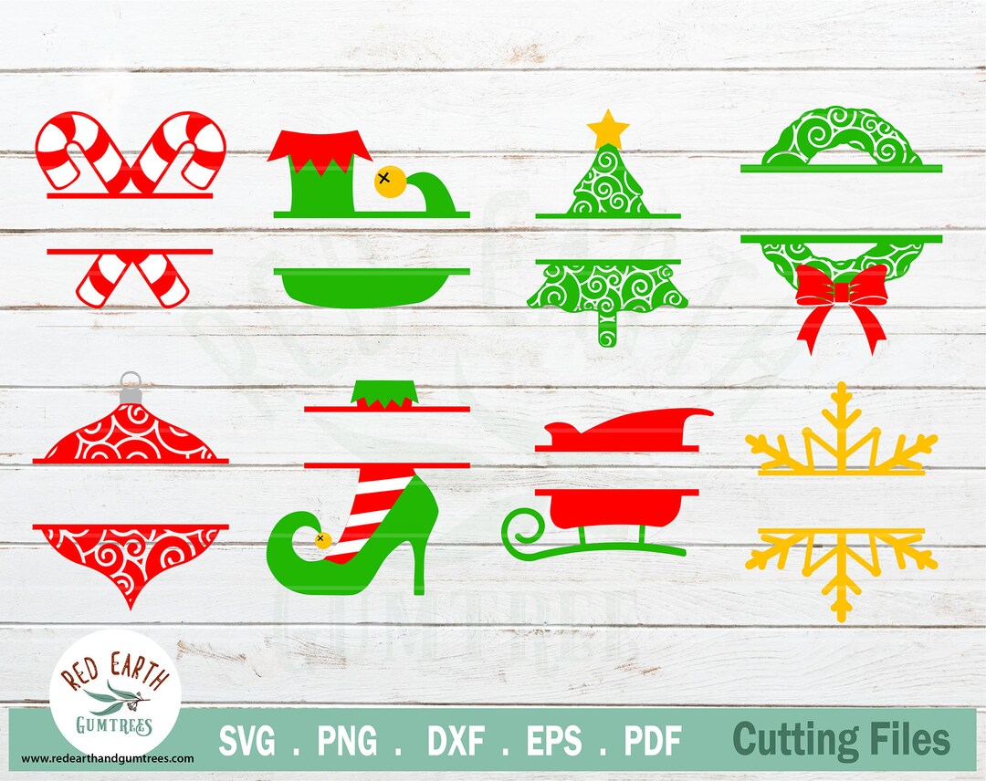 Christmas Split Monogram Frame Bundle, Sleigh Monogram, Christmas Tree ...
