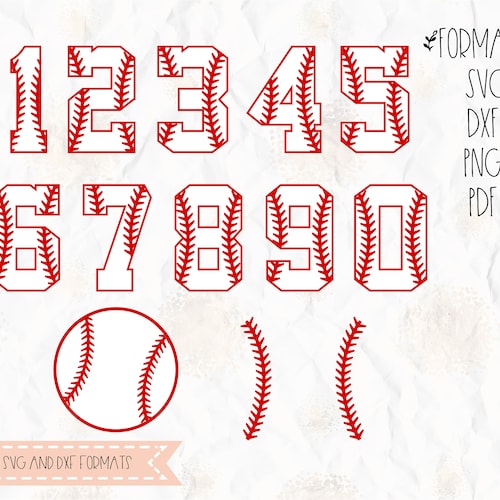 Baseball Stitch Ball Numbers Svg Png Dxf Pdfeps for - Etsy