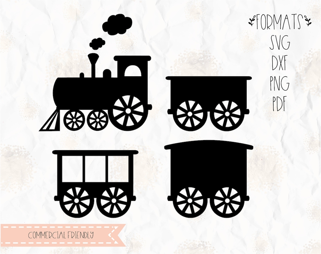 Train Set SVG, PNG, DXF for Cricut, Silhouette Studio, Vinyl Decal, T ...