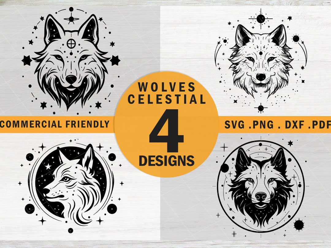 Celestial Wolf Bundle SVG, Tribal Wolf Svg,wolf Head Face Bundle Svg ...