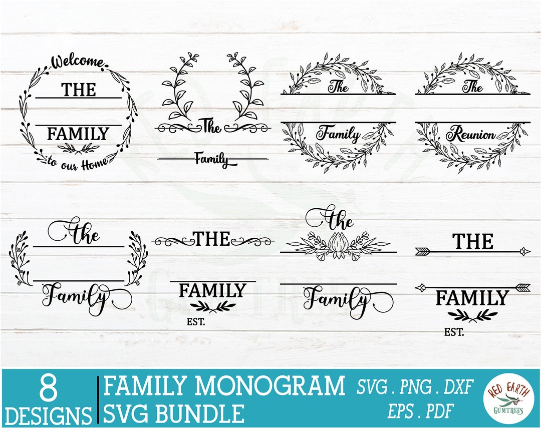 Family Monogram Frames Bundle,family Sign Making Decal,family Laurel ...