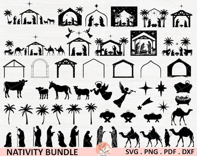 Krippe SVG, Krippe SVG, Krippe SVG Bundle, Krippe Clipart, Weihnachten ...