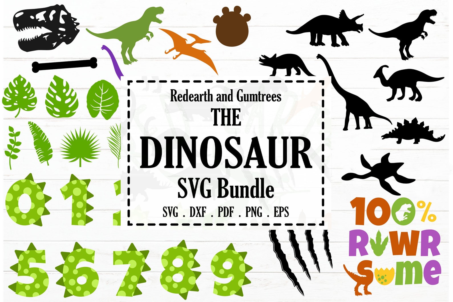 Dinosaur Bundle Svg T Rex Svg Dinosaur Silhouette Svgtrex - Etsy