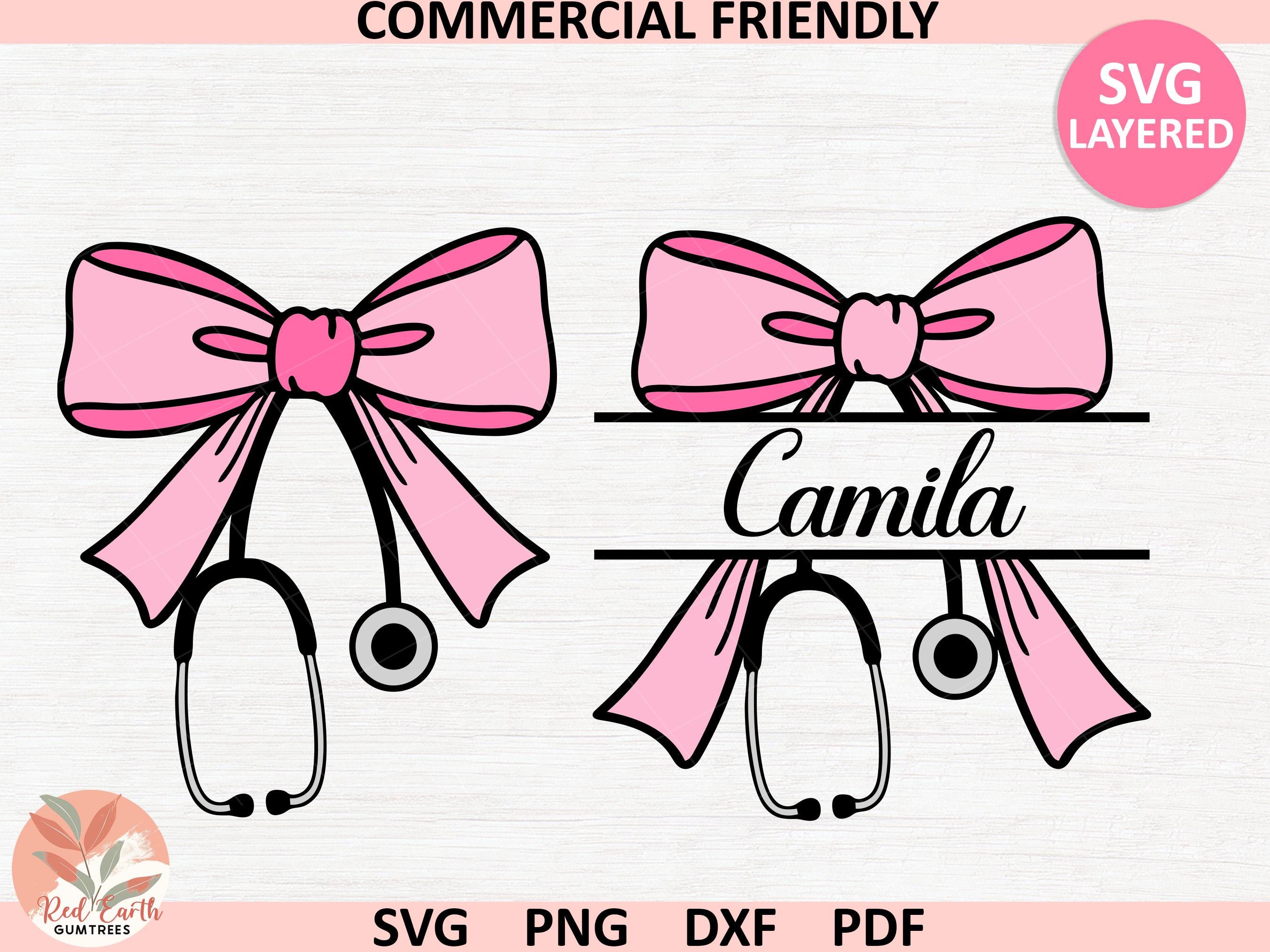 Coquette Stethoscope Split Monogram Frame SVG, Hand Drawn Nurse ...