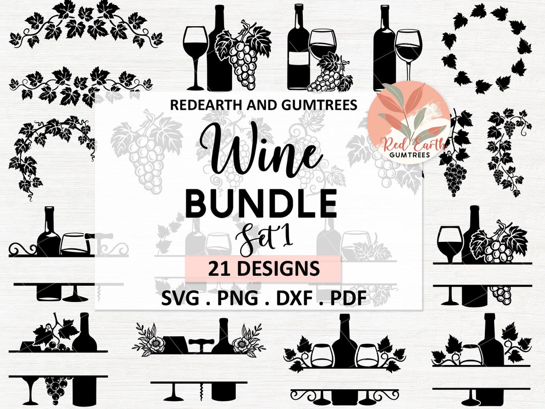 Wine SVG Bundle, Wine Split Monogram Frame Bundle Svg, Wine Clipart ...