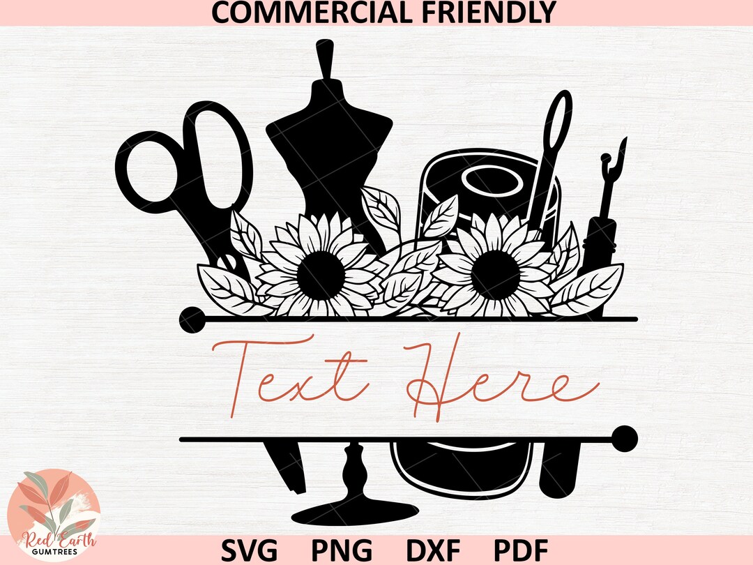 Sewing Split Monogram Frame Svg, Sewing Room Wall Decal,scissors,needle ...