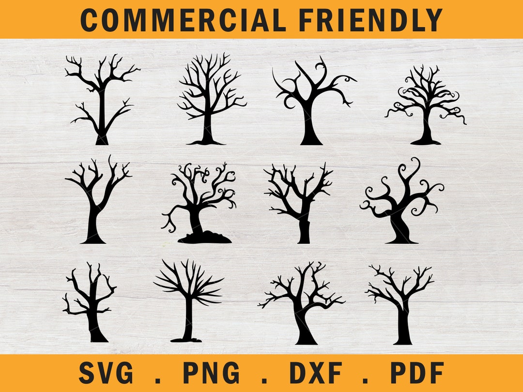 Spooky Trees Halloween Bundle Svg, Trees Silhouette Svg,halloween Decor ...