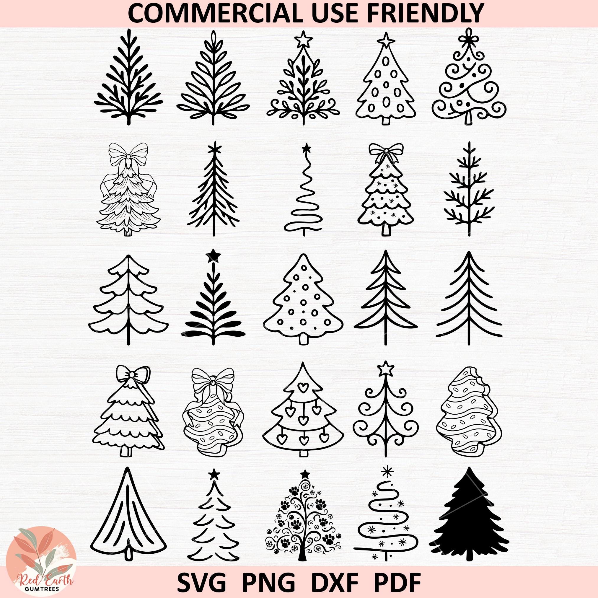 100 Christmas Tree Bundle SVG PNG, Ornamental Christmas Tree Clipart ...