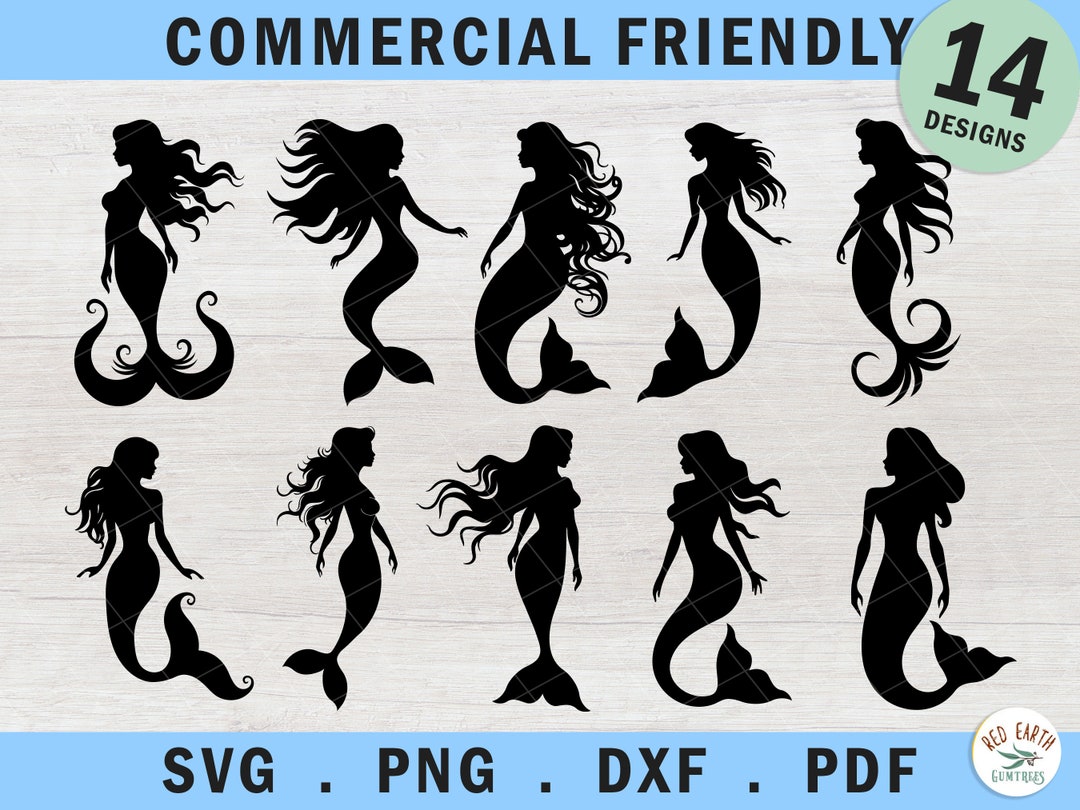 Mermaid Bundle Svg, Cute Mermaid, Mermaids Svg, Mermaids Silhouette ...