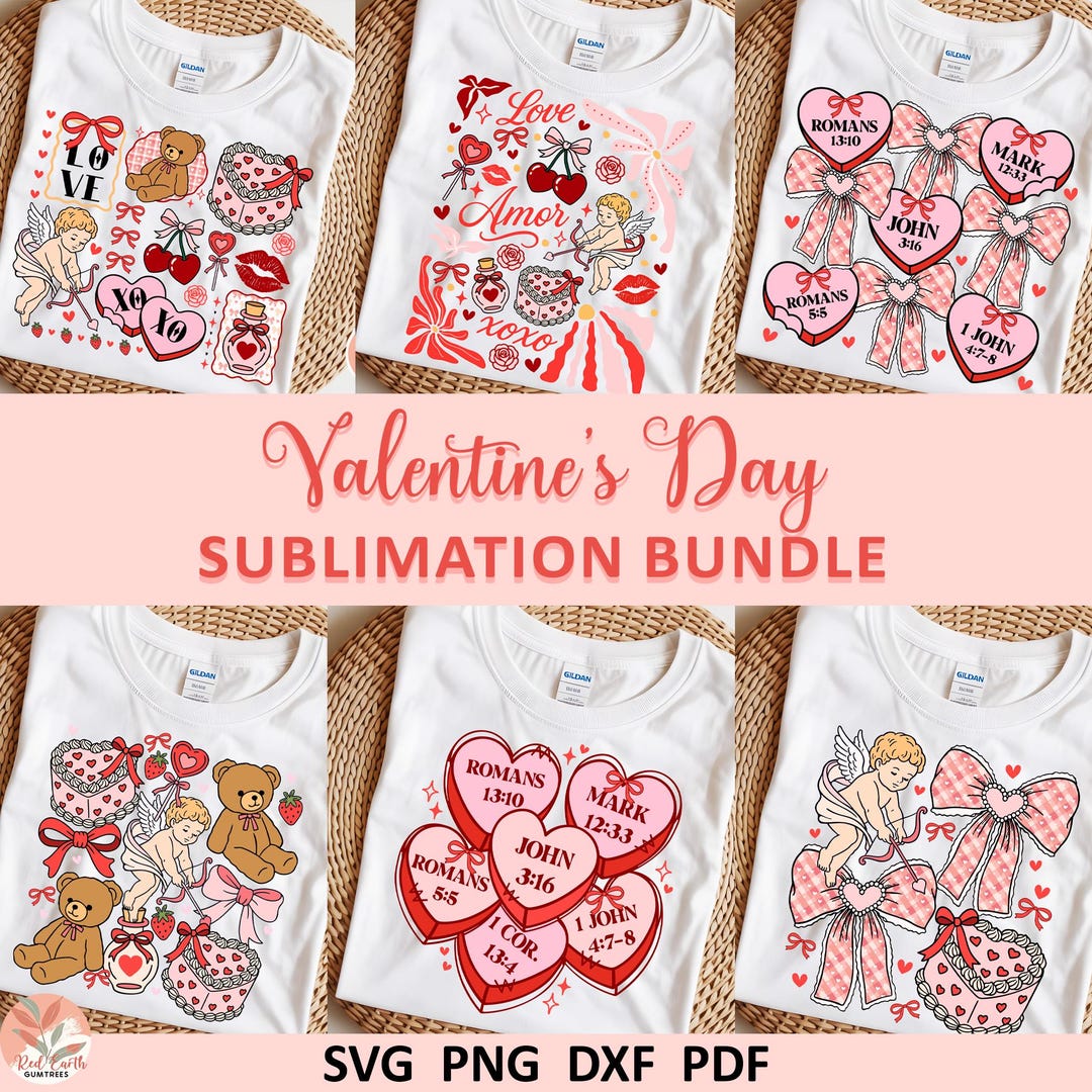 Christian Valentine PNG Bundle, Bible Verse Valentines Day Designs ...