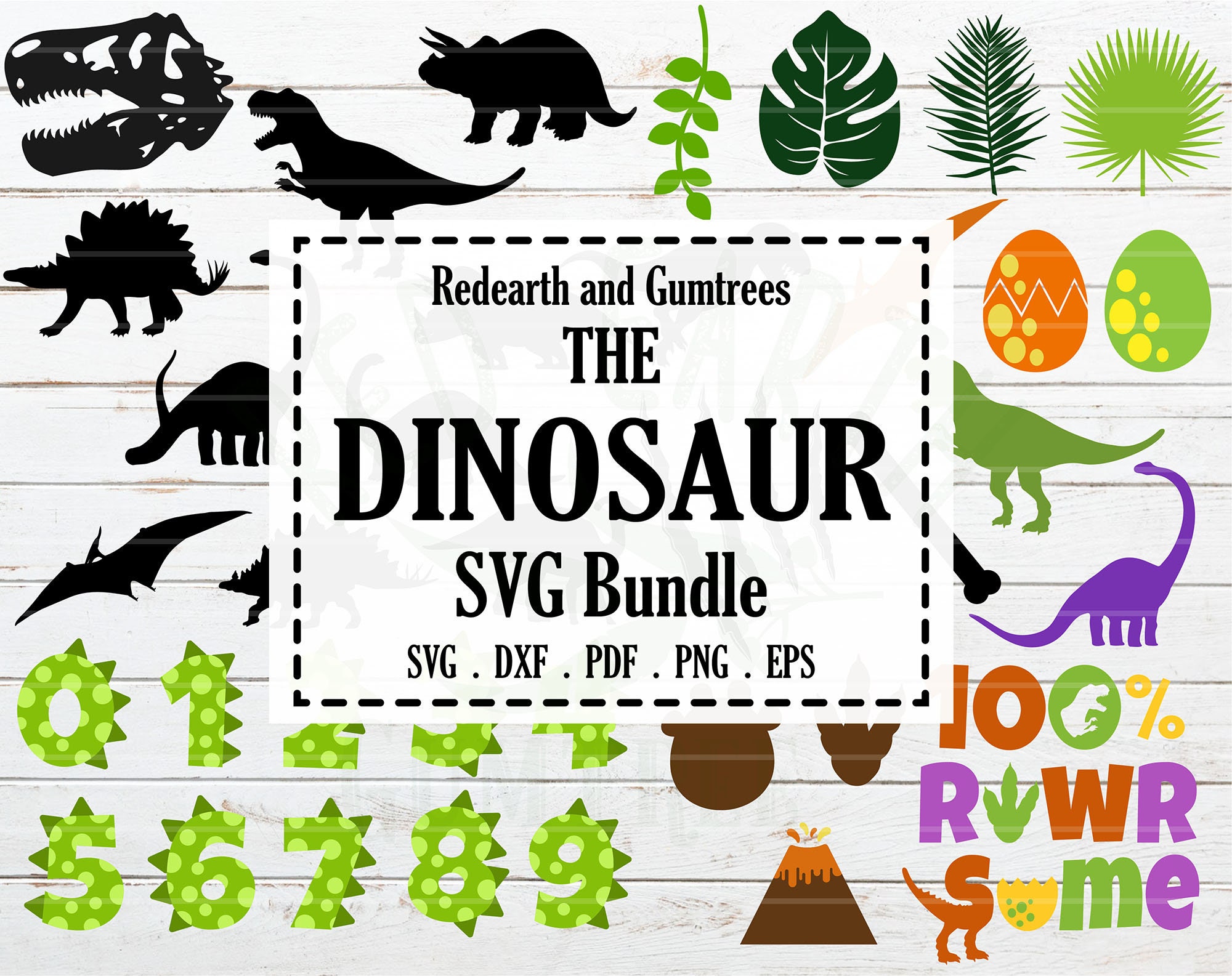 Art & Collectibles Drawing & Illustration Digital Dinosaur SVG Bundle ...