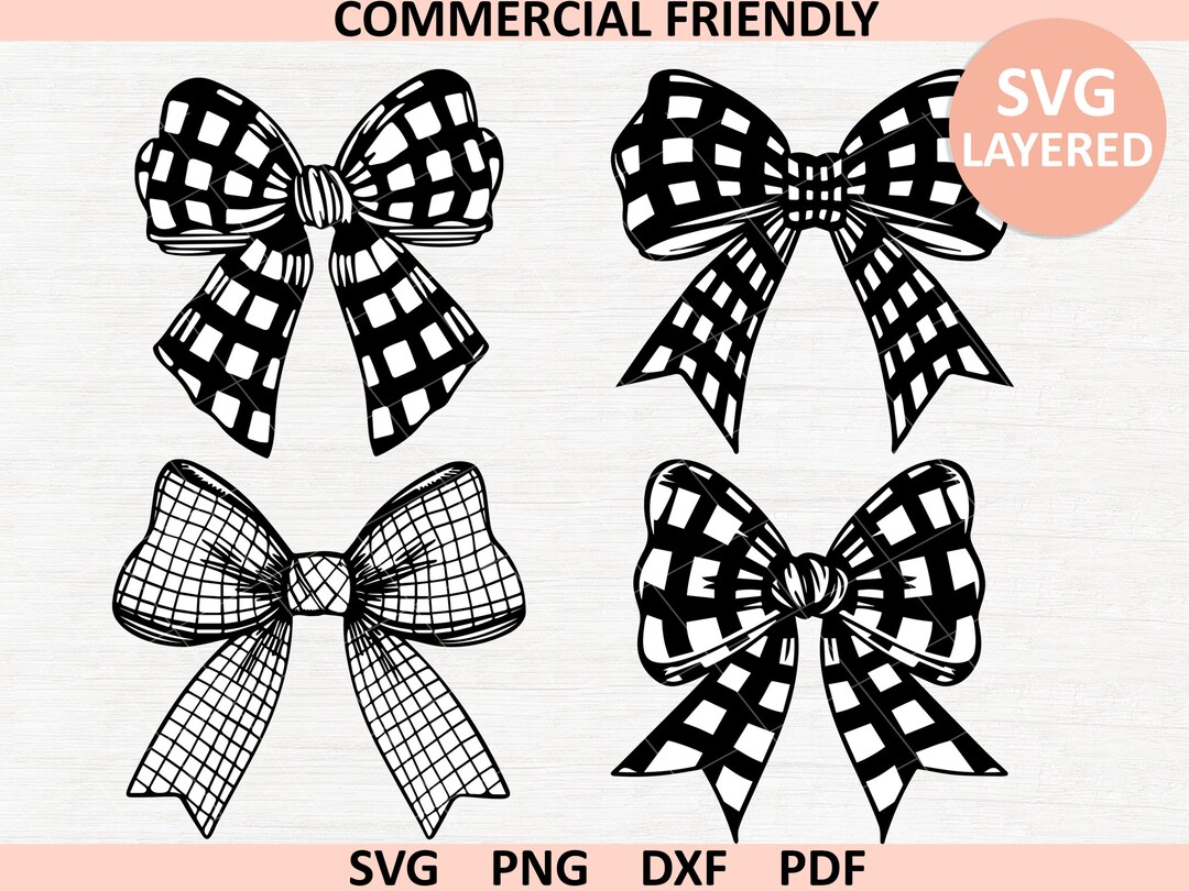 Checkered Coquette Bow Svg Bundle, Retro Coquette Bow Sublimation ...