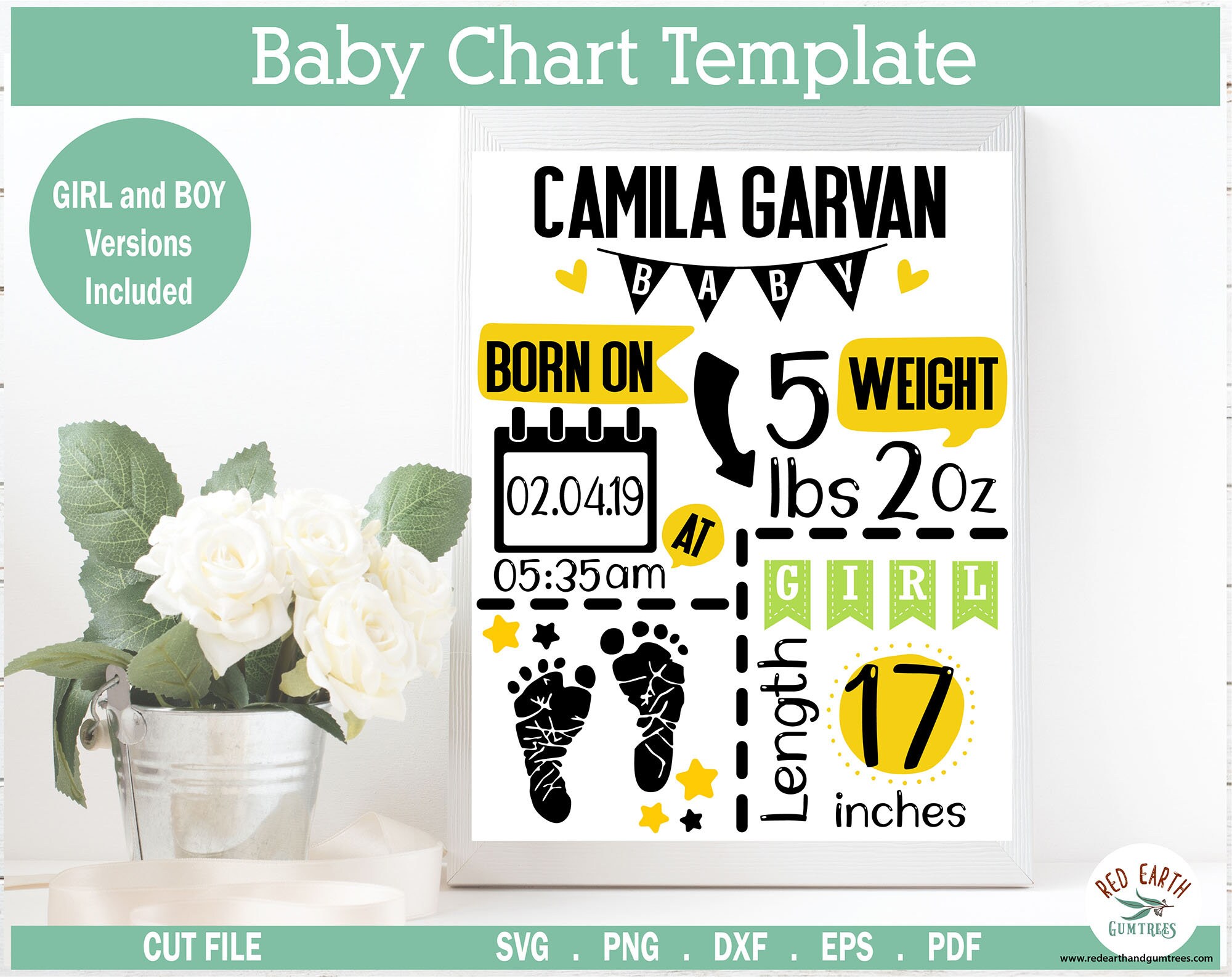 Huge Baby Announcement Chart Templates Bundle Svg Baby Stats | Etsy ...