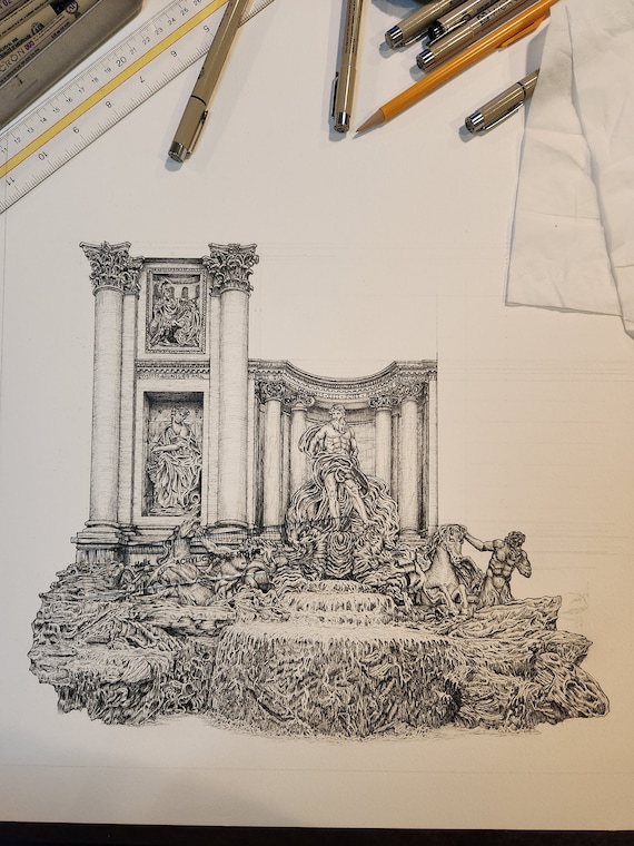 Baroque Ink Drawing
