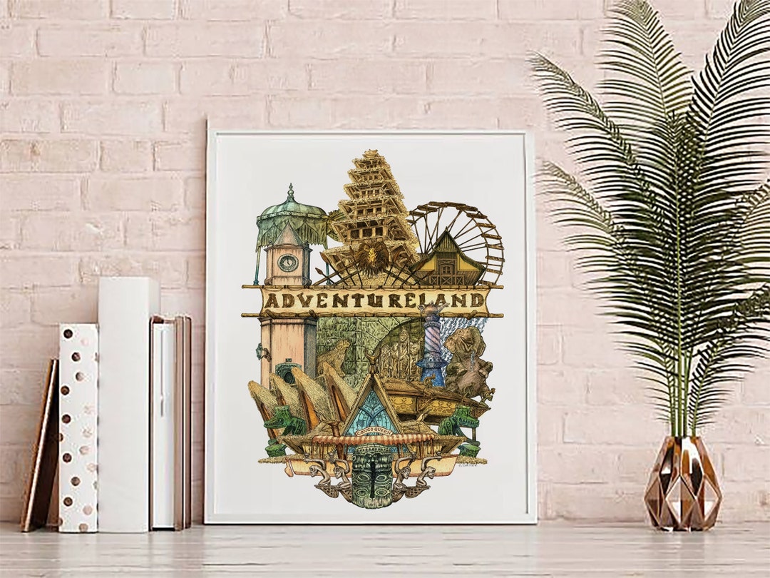 Adventureland Collage - Magic Kingdom, Disney World, Colored Pen and ...