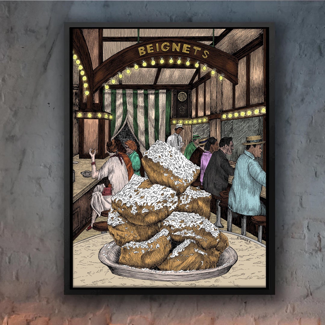 New Orleans Beignet Print: Cafe Du Monde Pen and Ink Art - Etsy