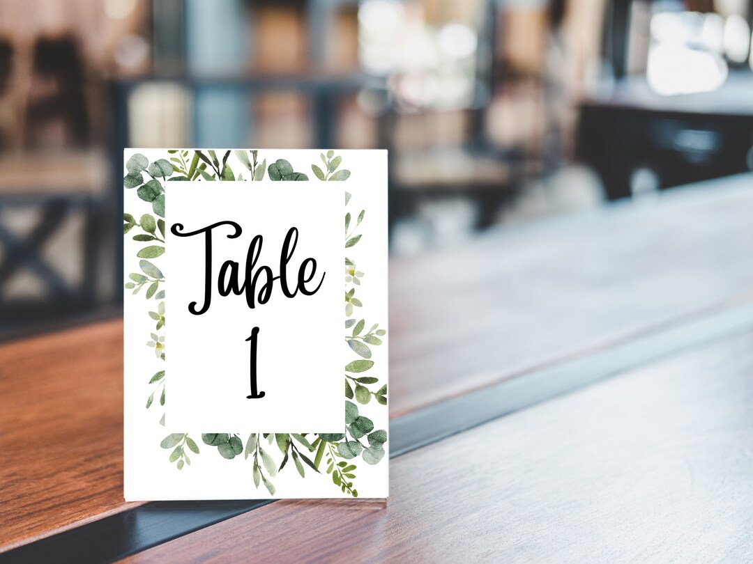 Table Numbers Printable, Greenery, Wedding or Event, Digital Download ...